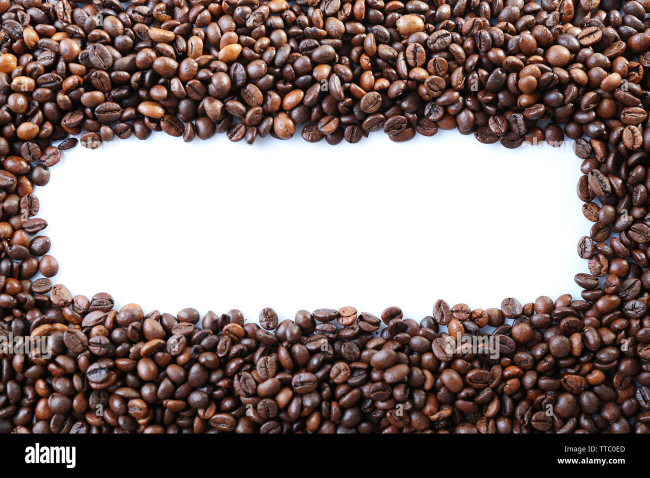 Coffee beans frame on white background Stock Photo - Alamy