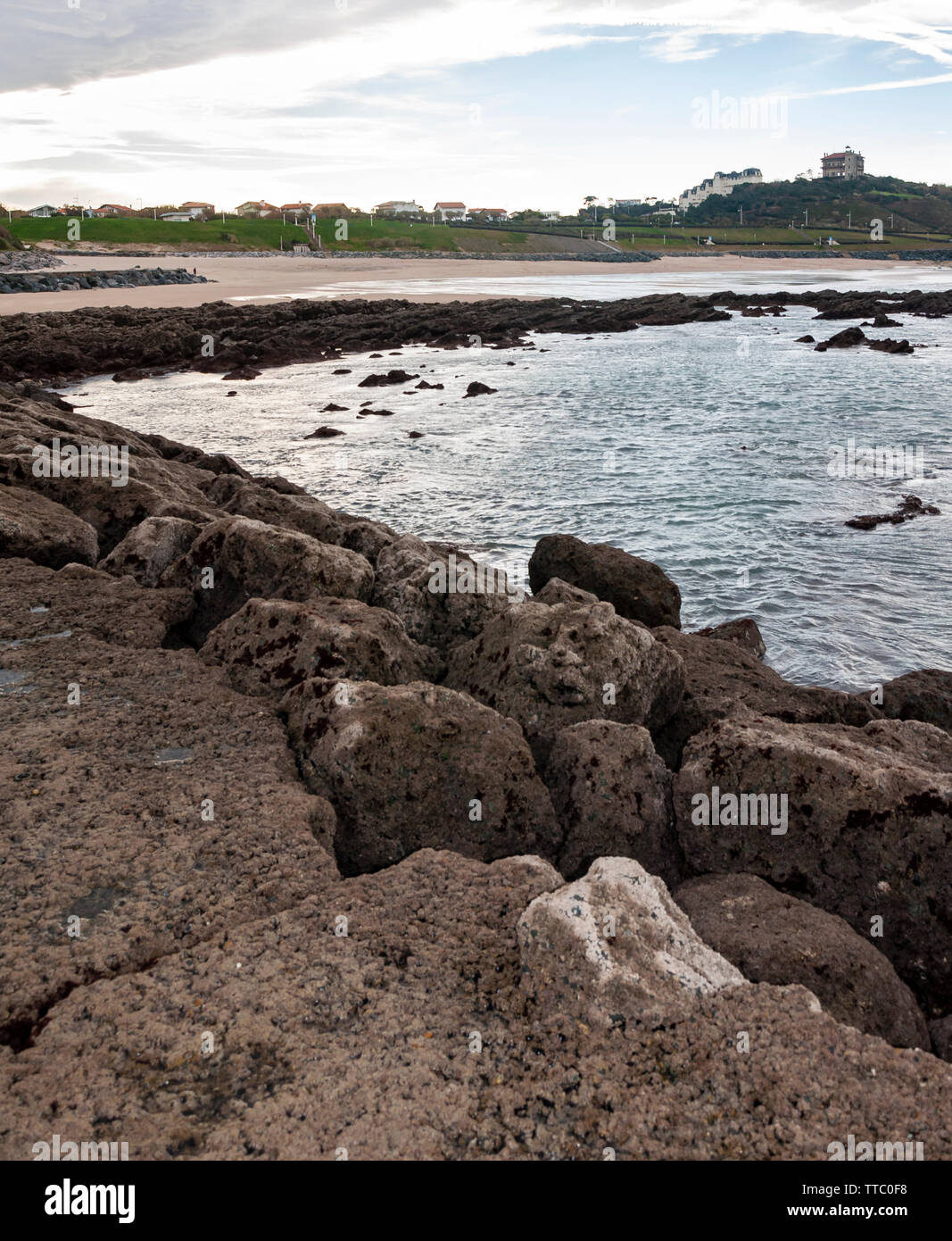 Biarritz Beach, France: Picturesque town on the Atlantic Ocean, in the ...
