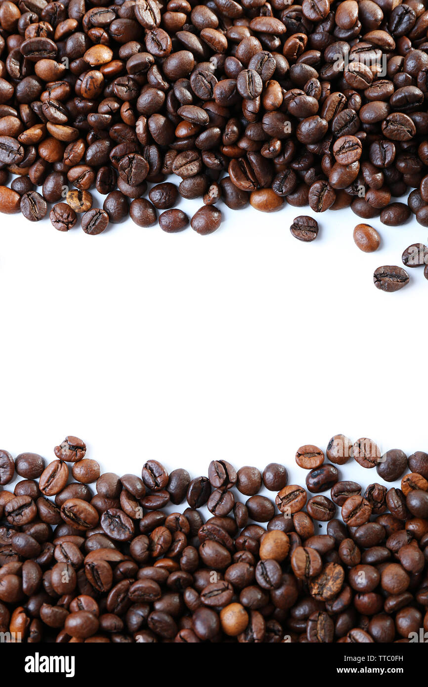 Coffee beans frame on white background Stock Photo - Alamy