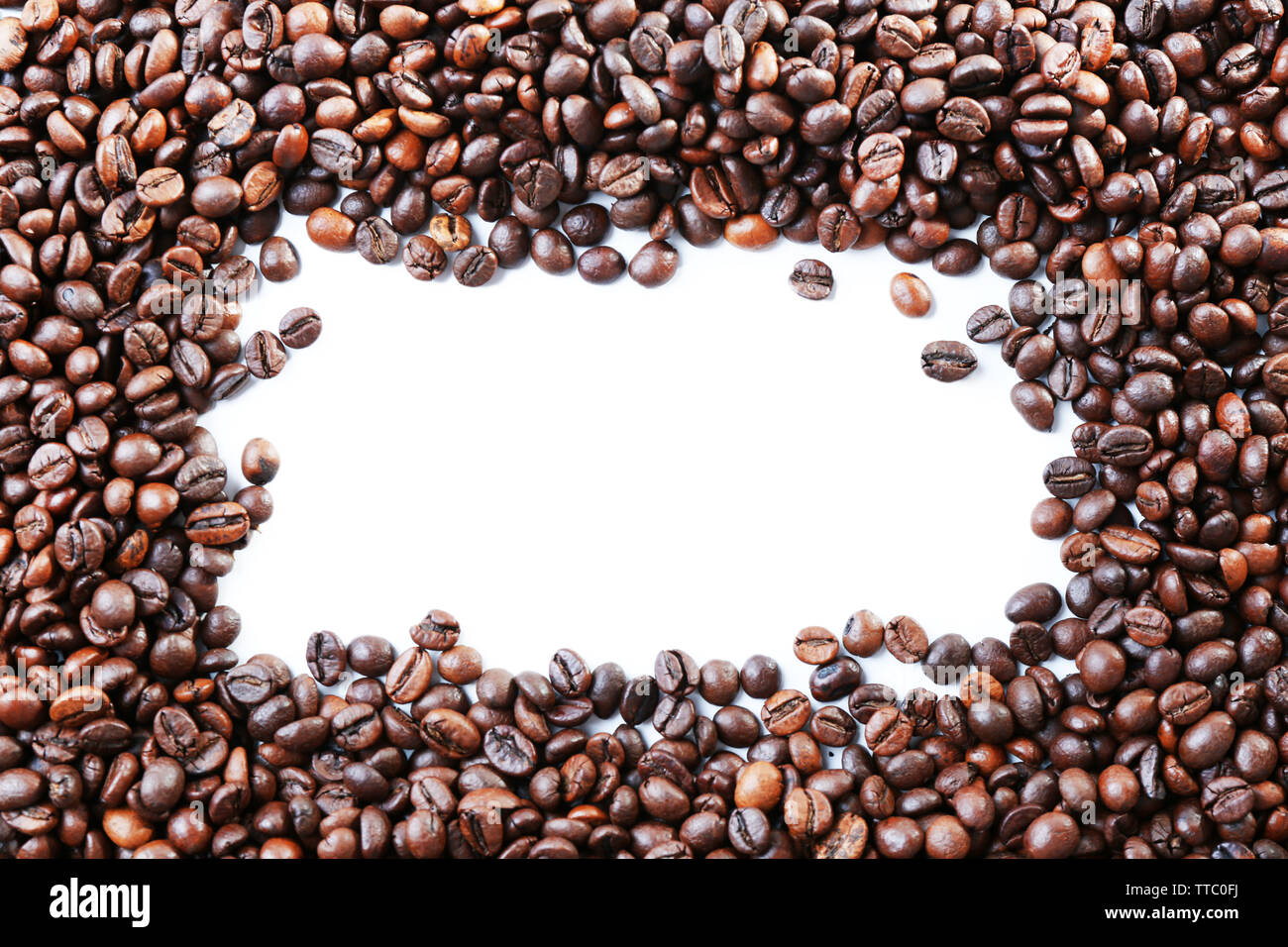 Coffee beans frame on white background Stock Photo - Alamy