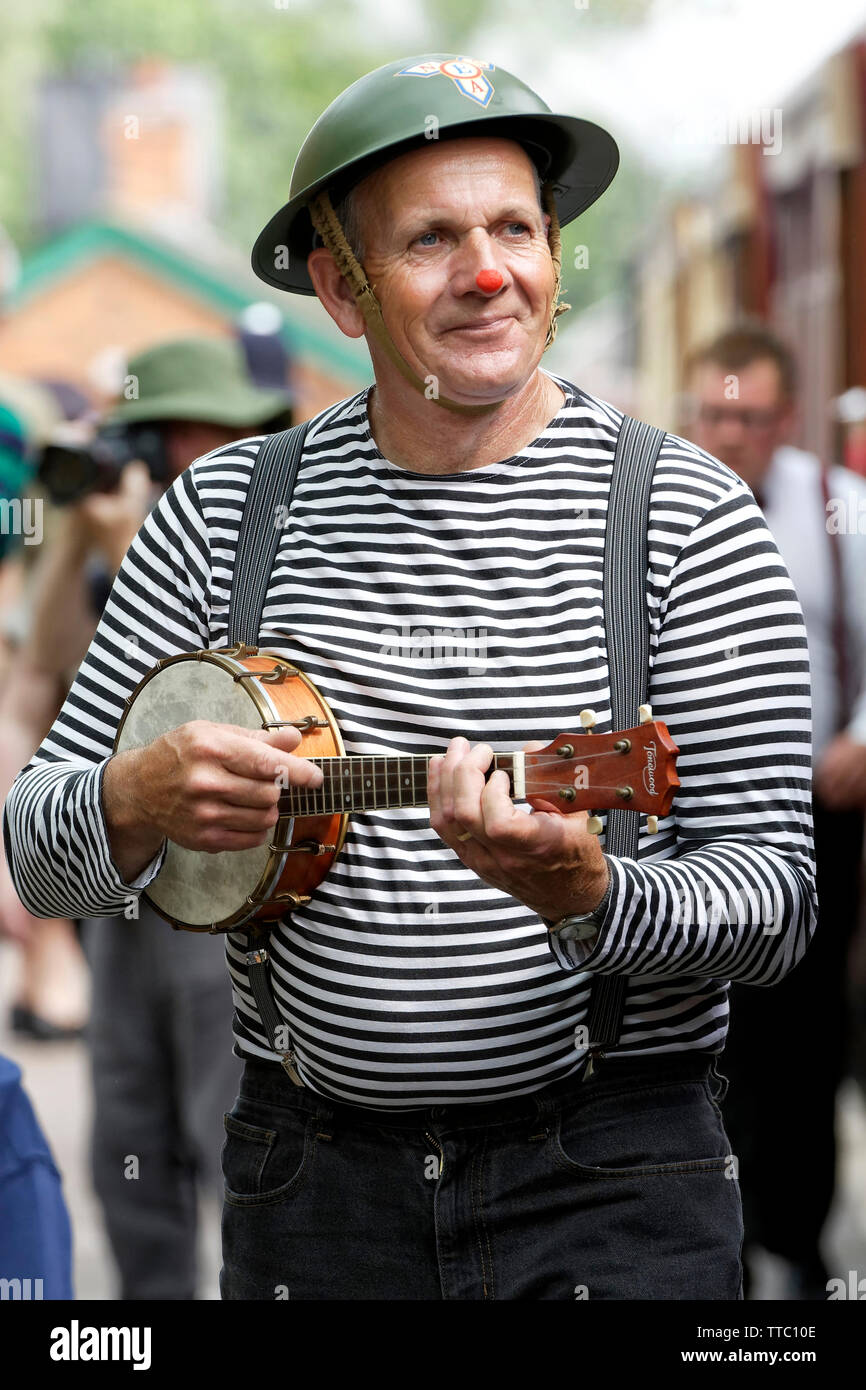 A reenactor dressed as an ENSA (Entertainments National Service ...