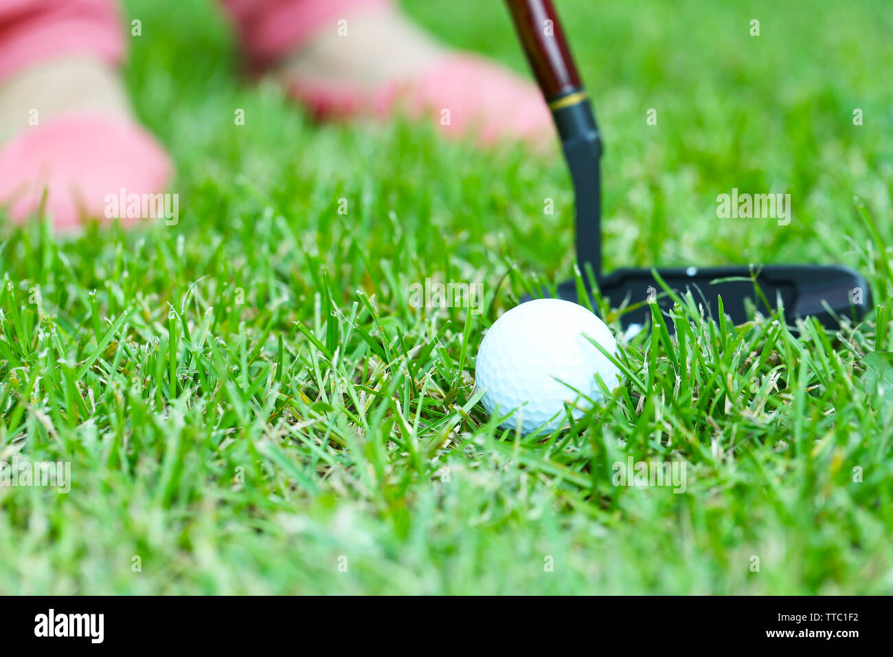 Female golf player at golf course Stock Photo - Alamy