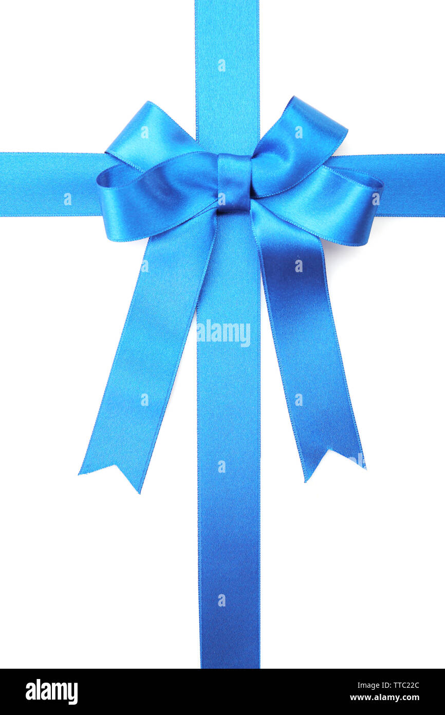Dark blue ribbon bow isolated on white Stock Photo - Alamy