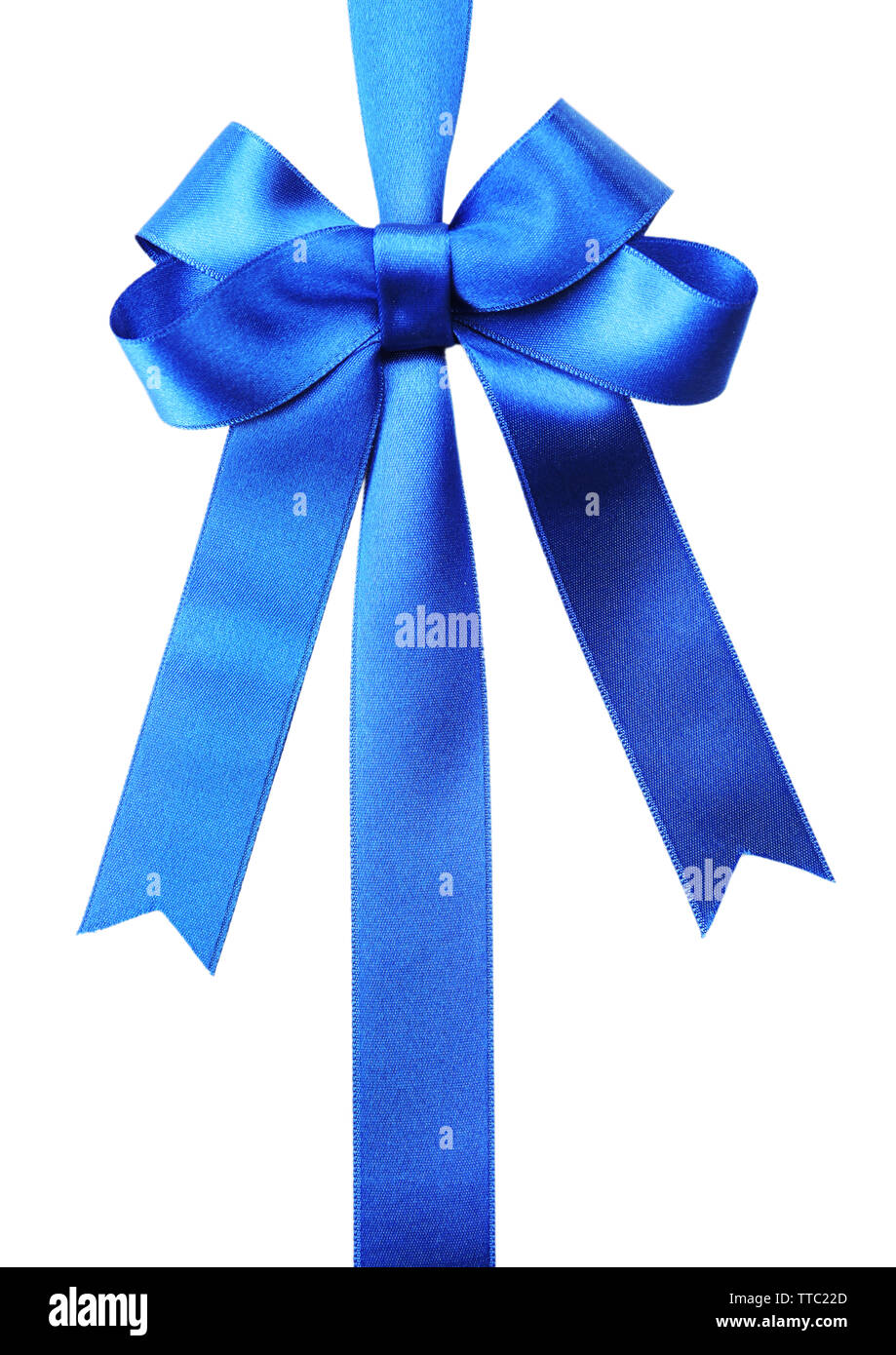 Dark blue ribbon bow isolated on white Stock Photo - Alamy