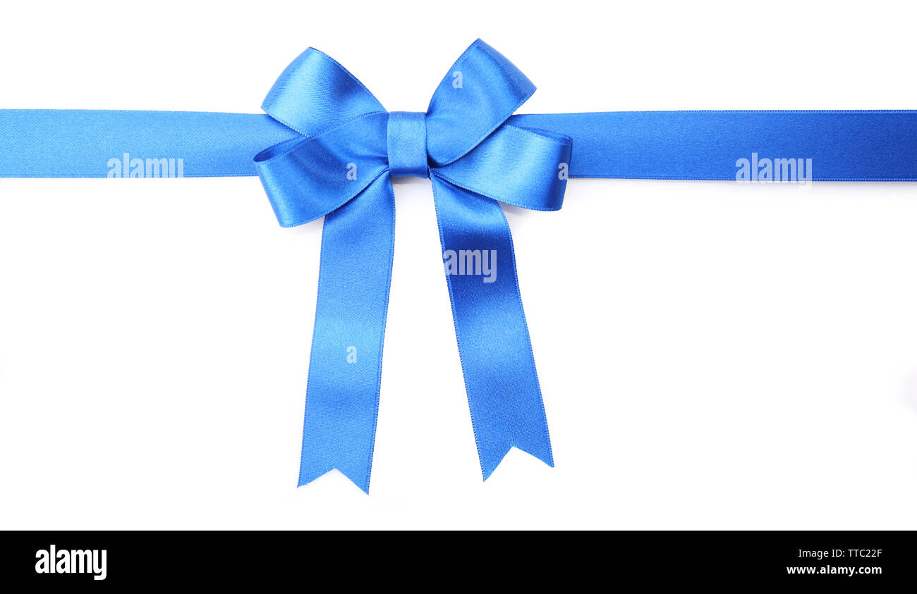 Dark blue ribbon bow isolated on white Stock Photo - Alamy