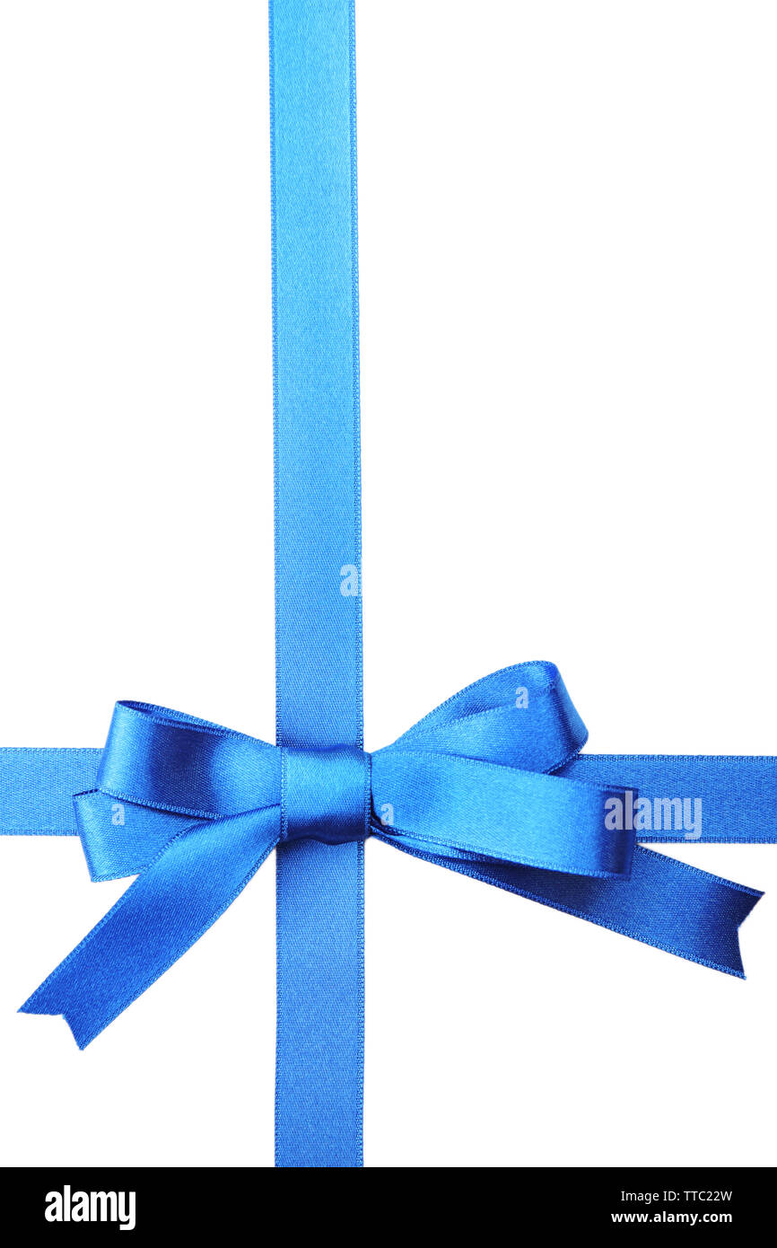 Dark blue ribbon bow isolated on white Stock Photo - Alamy