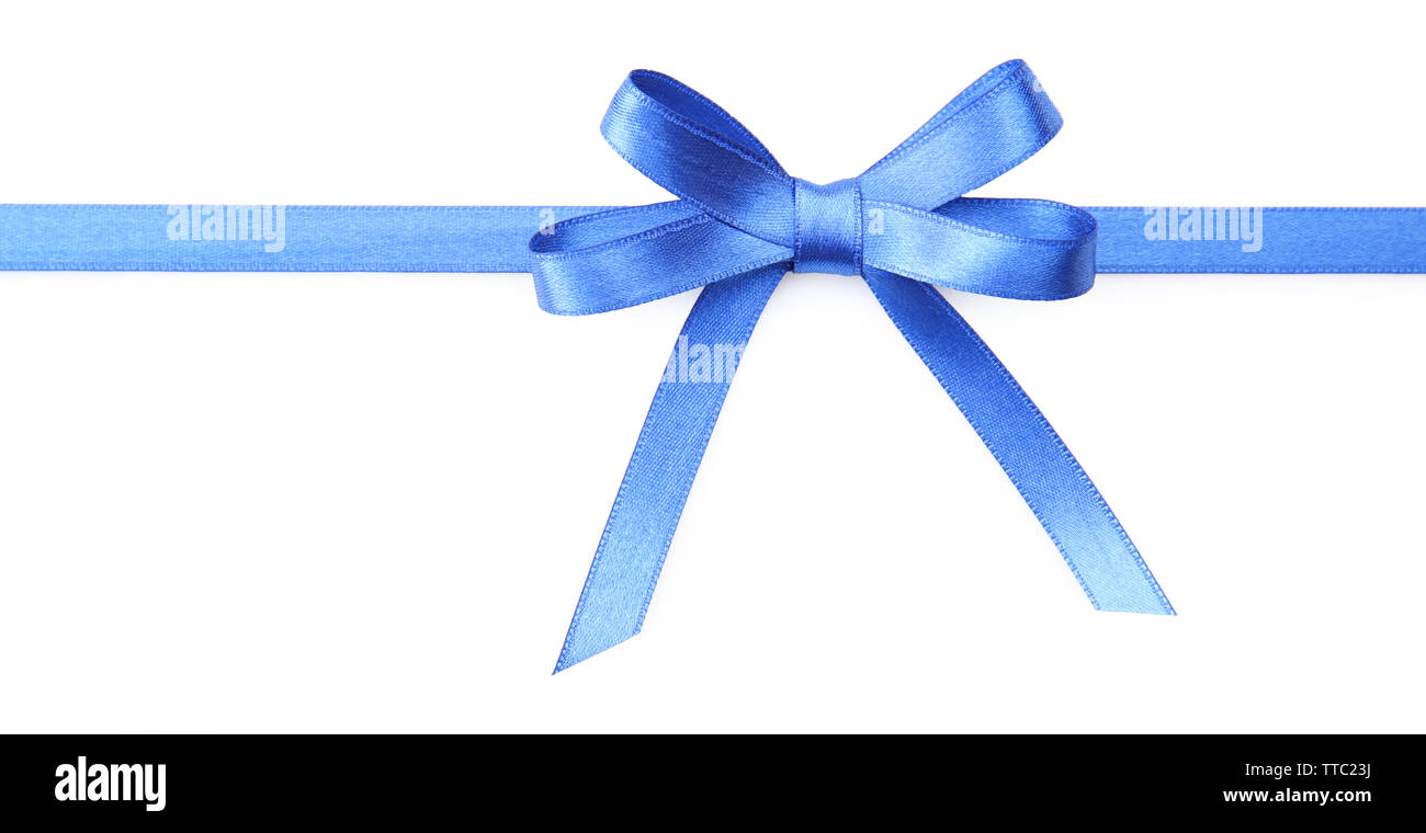 Dark blue ribbon bow isolated on white Stock Photo - Alamy