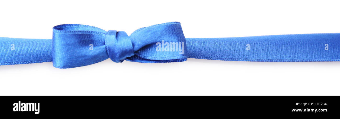 Dark blue ribbon bow isolated on white Stock Photo - Alamy