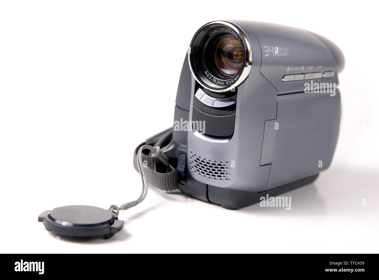 hand held mini DV video camera on white background Stock Photo - Alamy