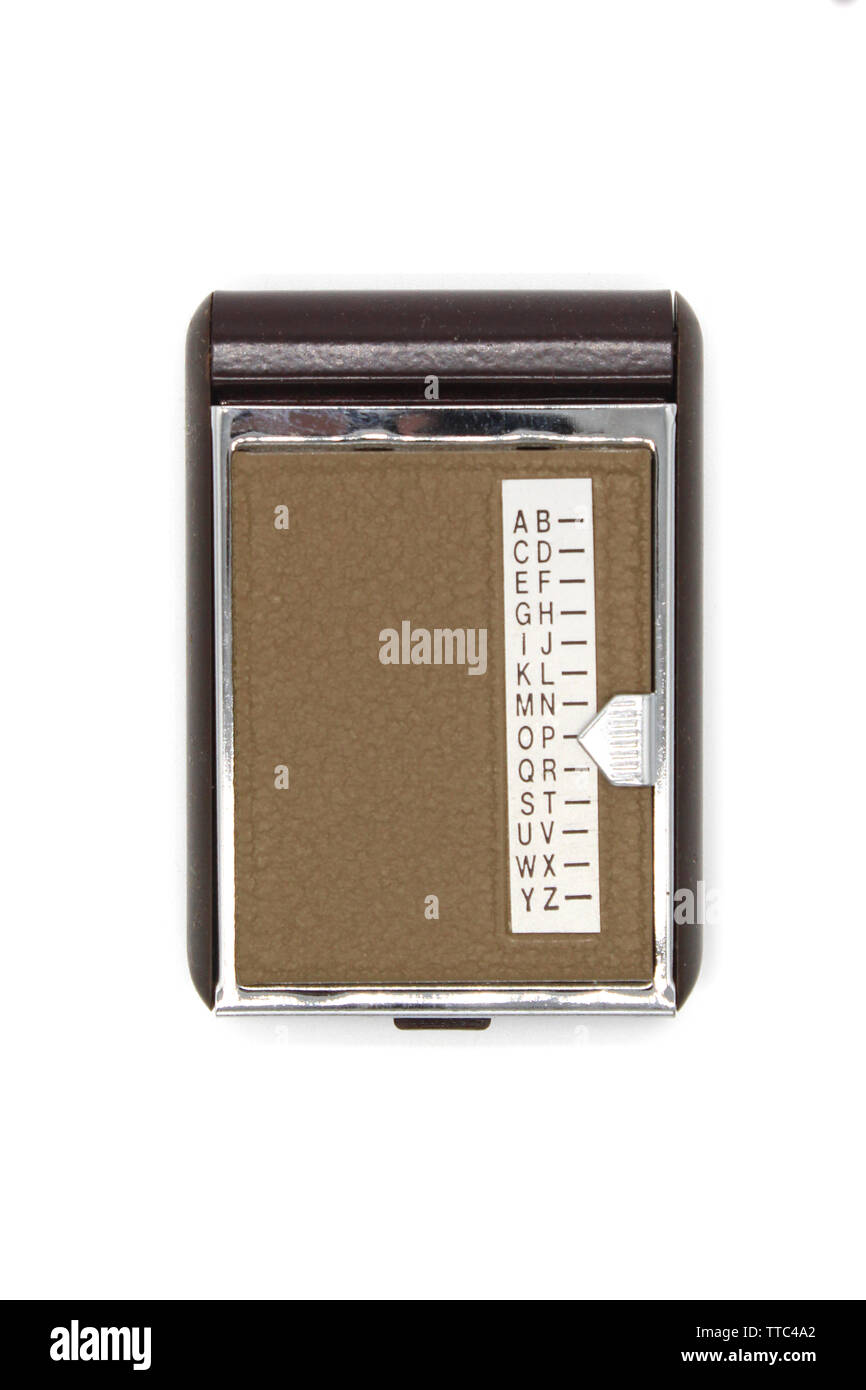Vintage alphabet index agenda organizer, isolated on w white background ...