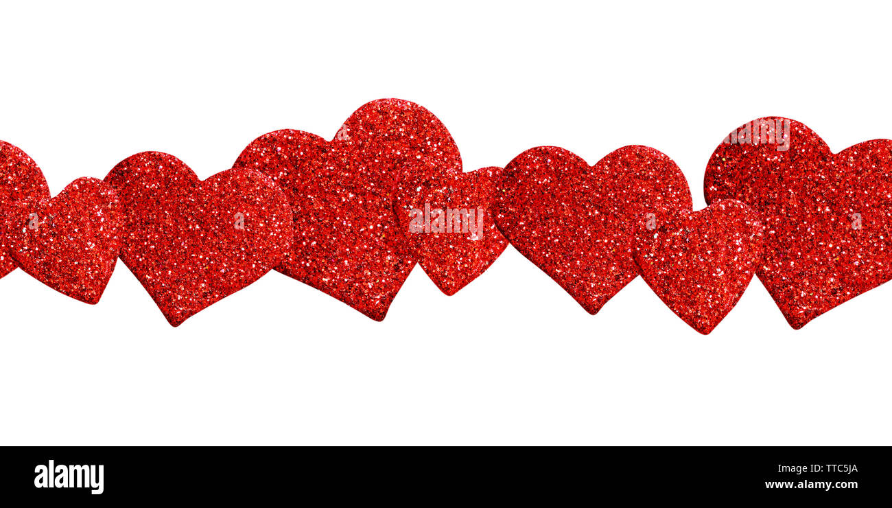 Seamless hearts line decoration isolated on white Stock Photo - Alamy