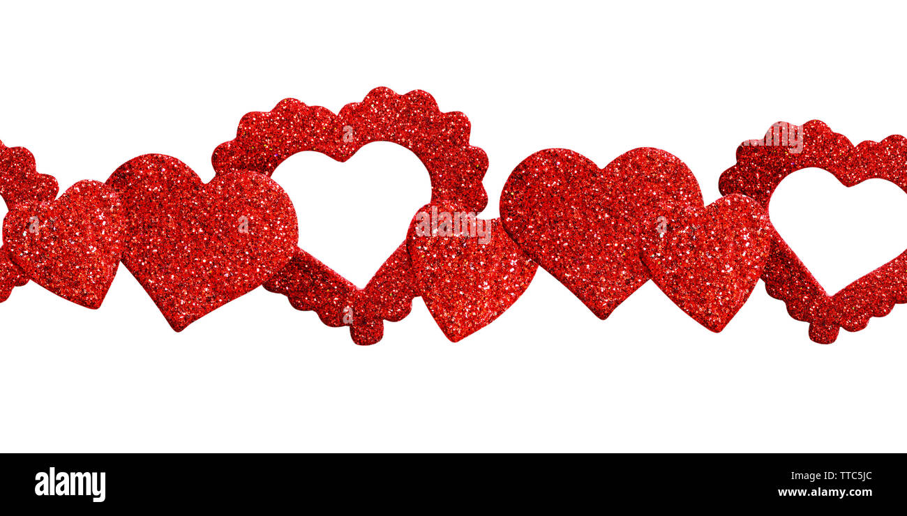 Seamless hearts line decoration isolated on white Stock Photo - Alamy