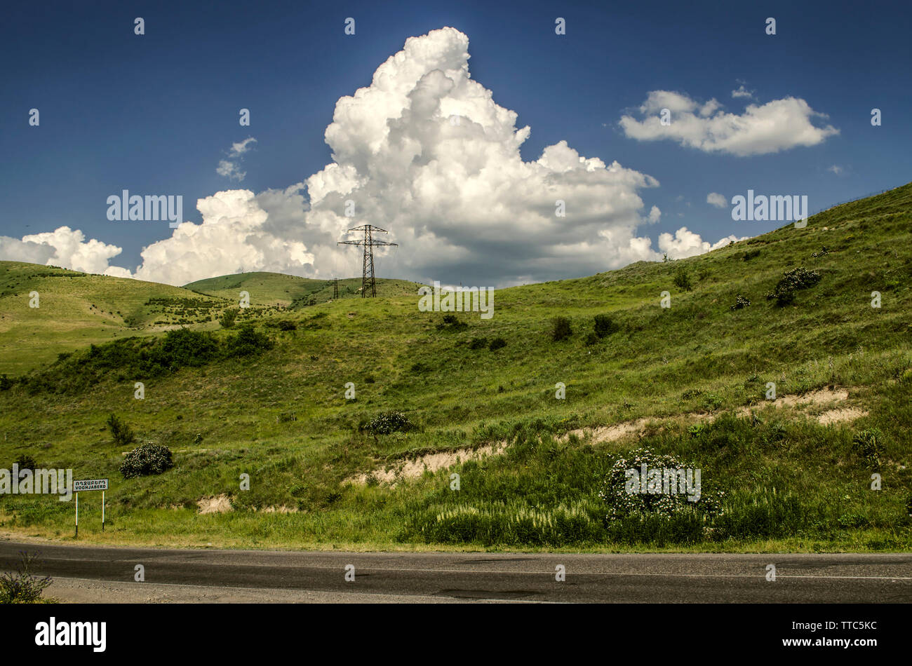 The highway among the mountains of Geghama mountain range near the ...