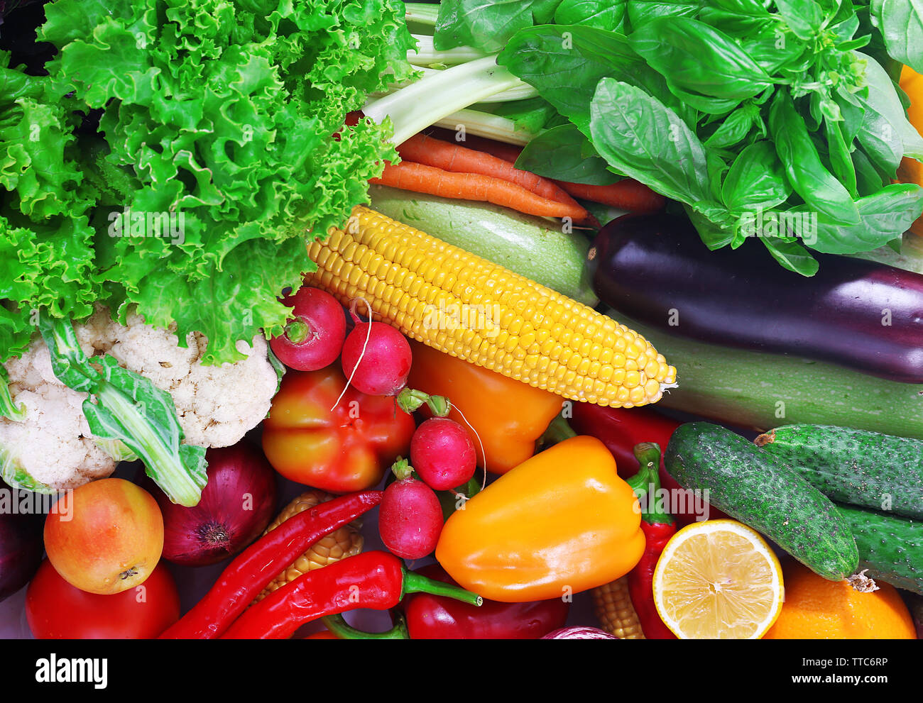 Fresh fruits and vegetables closeup Stock Photo - Alamy