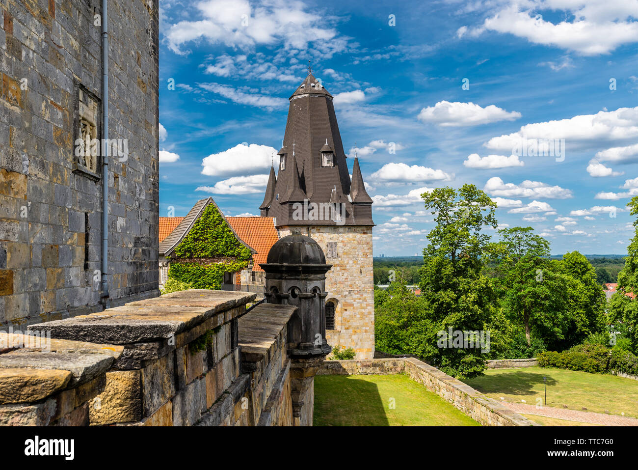 Bad Bentheim, Germany - June 9, 2019. The old tower of the historic ...