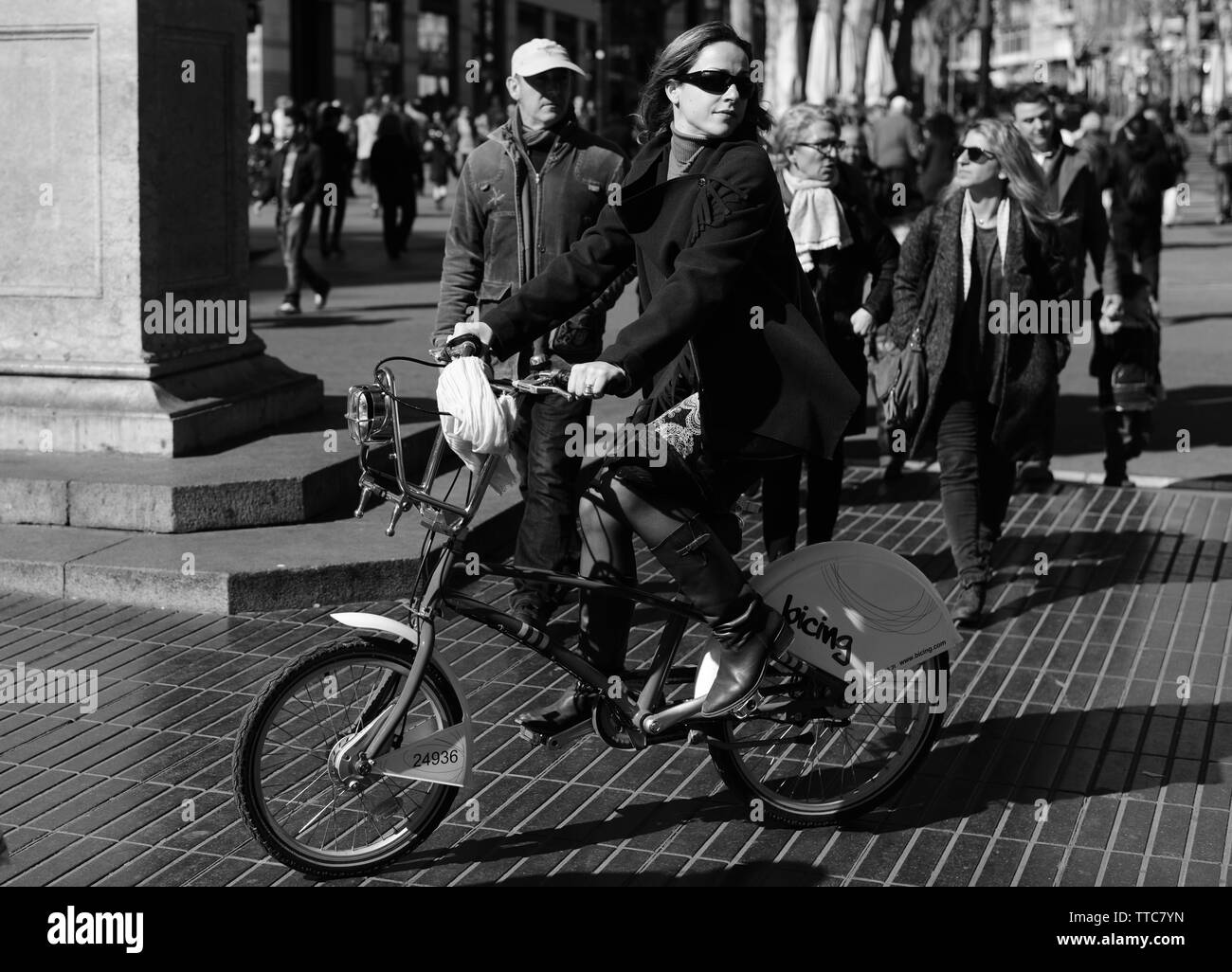 Bicycle on pavement in Black and White Stock Photos & Images - Alamy