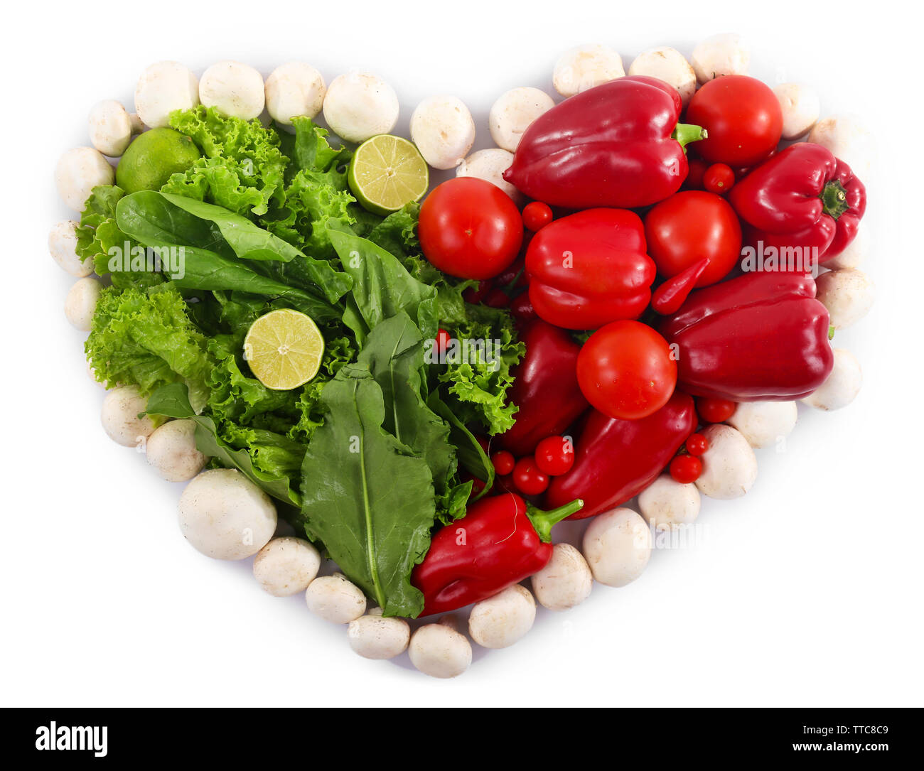 Heart shape vegetable composition isolated on white Stock Photo - Alamy