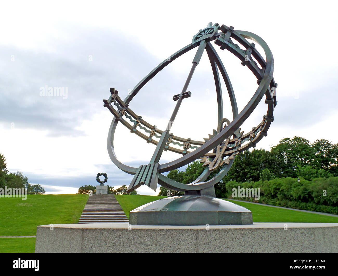 The Sundial with the Wheel of Life in Far Background, Famous Vigeland ...