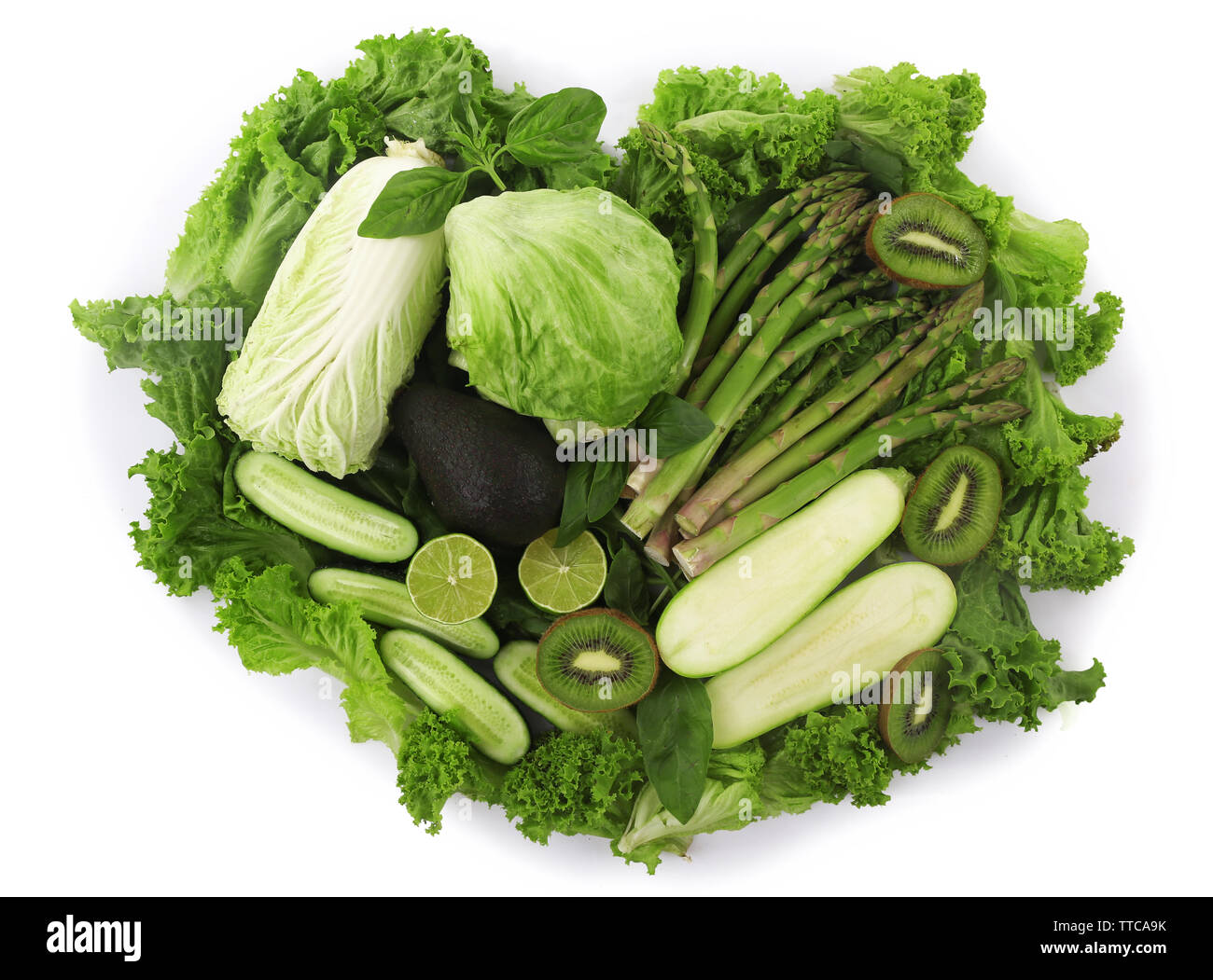 Close-up composition of various raw organic vegetables and fruit ...