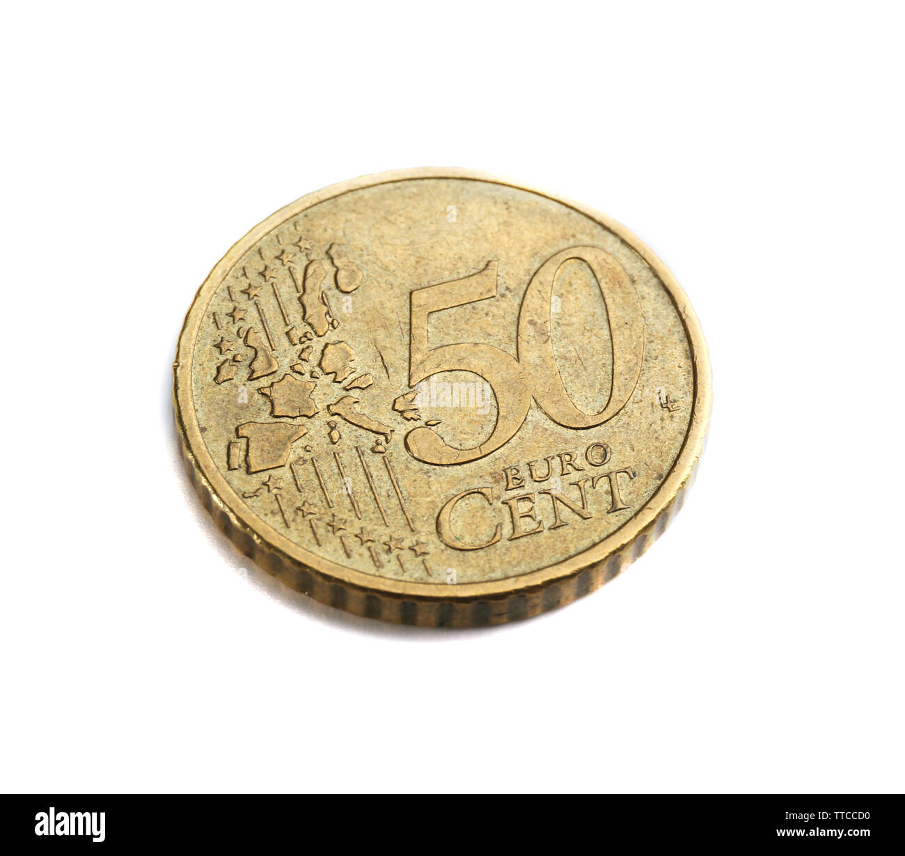 Fifty cent coin isolated on white background Stock Photo - Alamy
