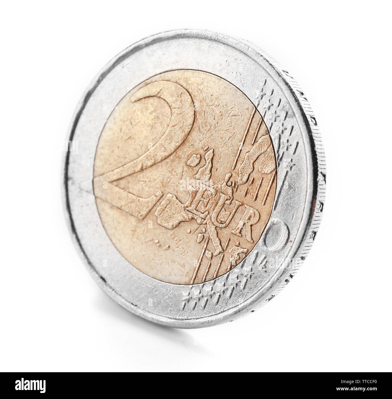 Two euro coin isolated on white background Stock Photo - Alamy