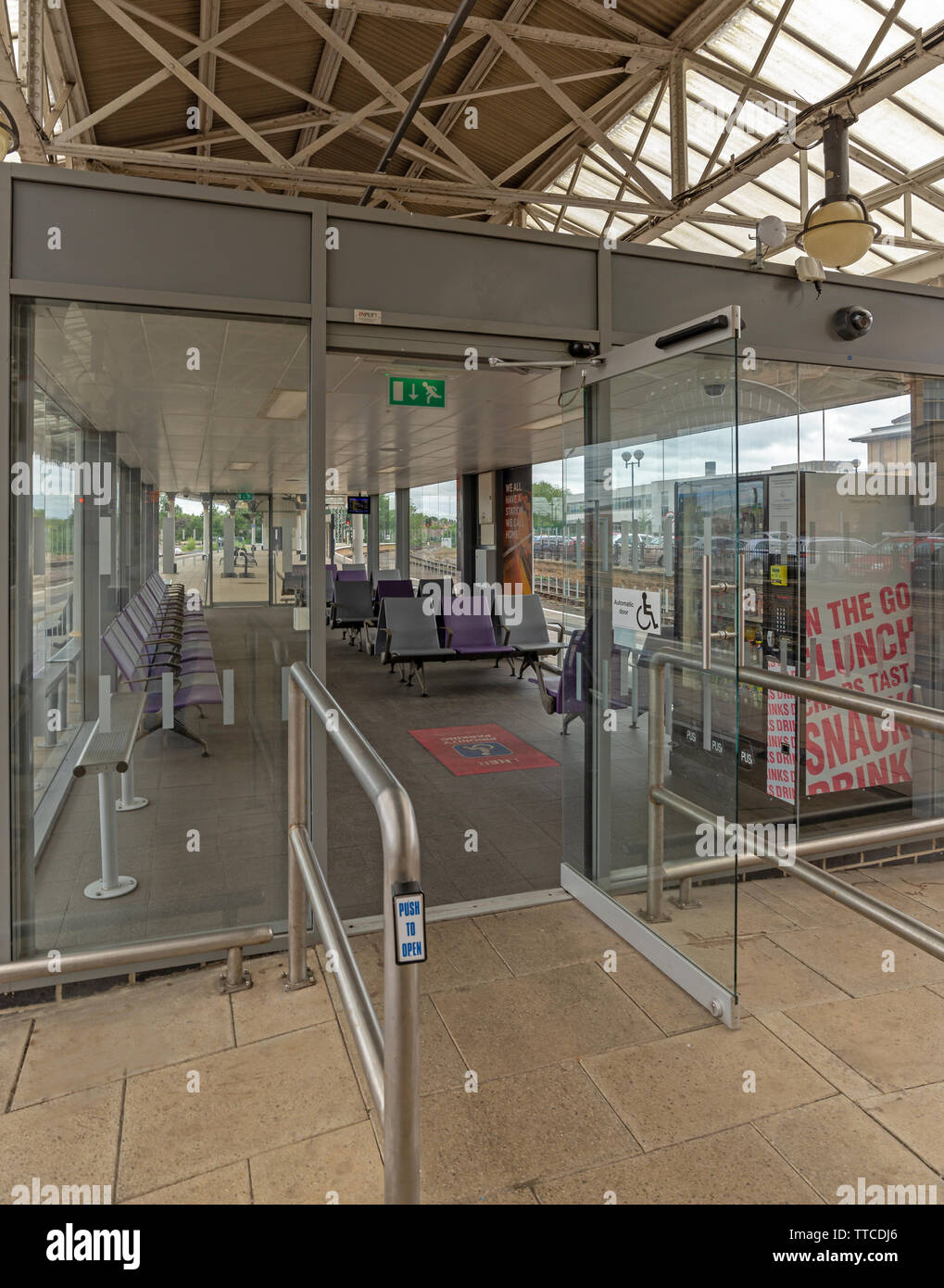A waiting room on York railway station. Had rails lead to an open door ...