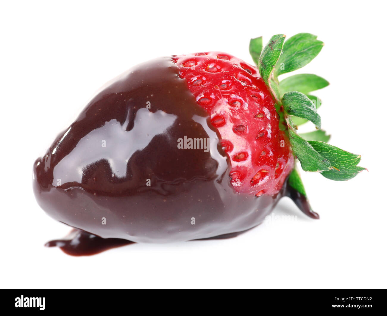 Delicious strawberry dipped in chocolate isolated on white Stock Photo ...
