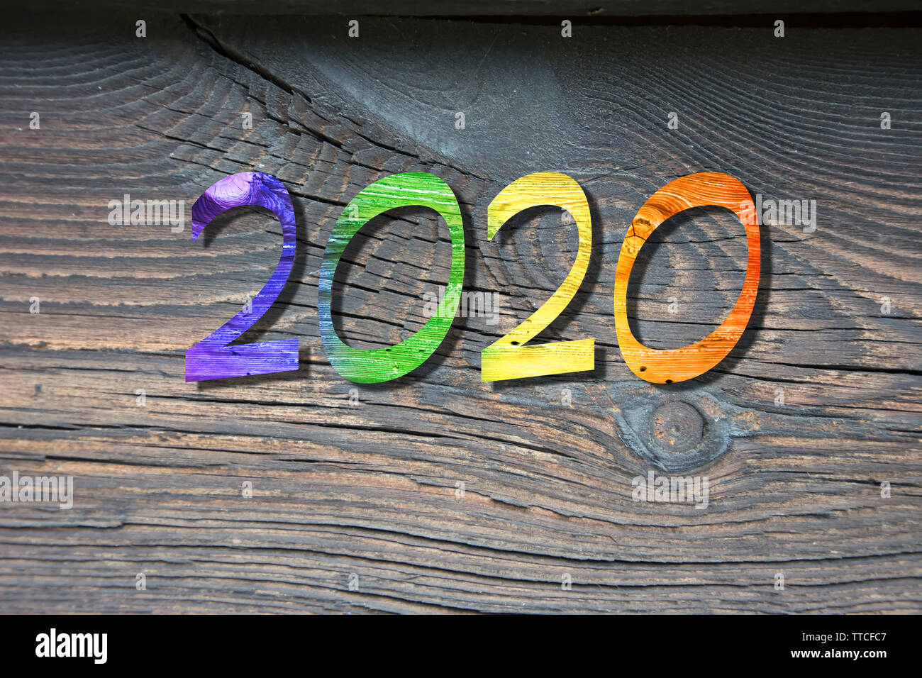 New Year 2020 - rainbow colored number. Concept of ecology and ...