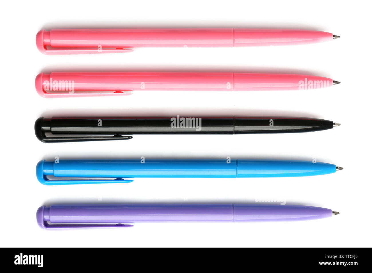 Collection of colourful pens, isolated on white, top view Stock Photo ...