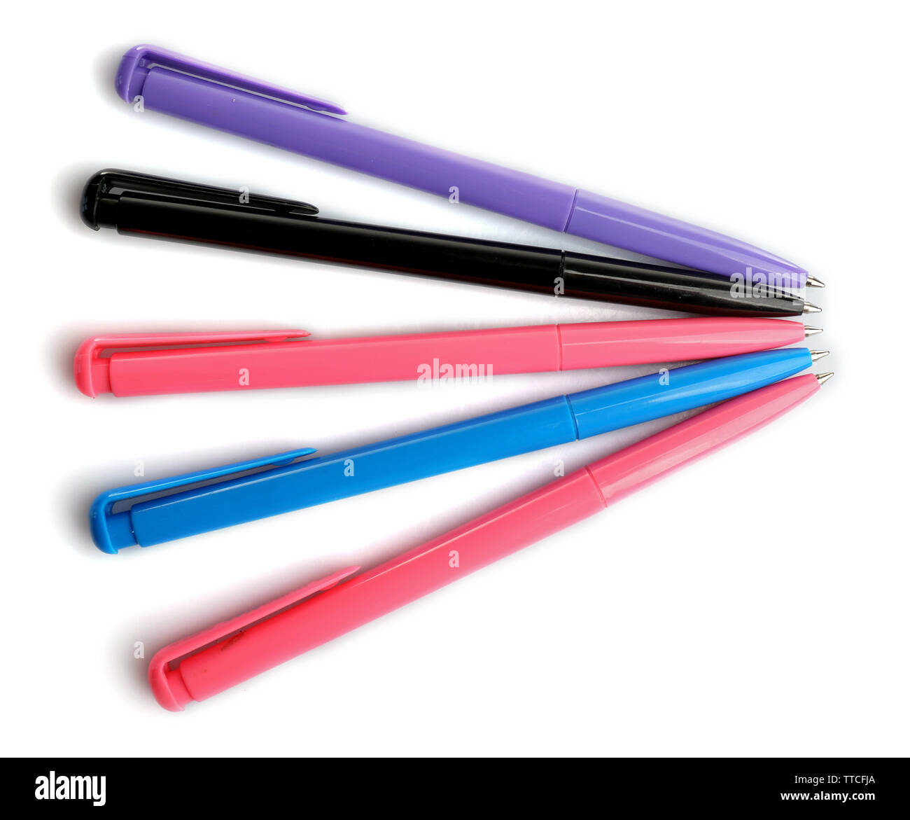 Collection of colourful pens, isolated on white Stock Photo - Alamy