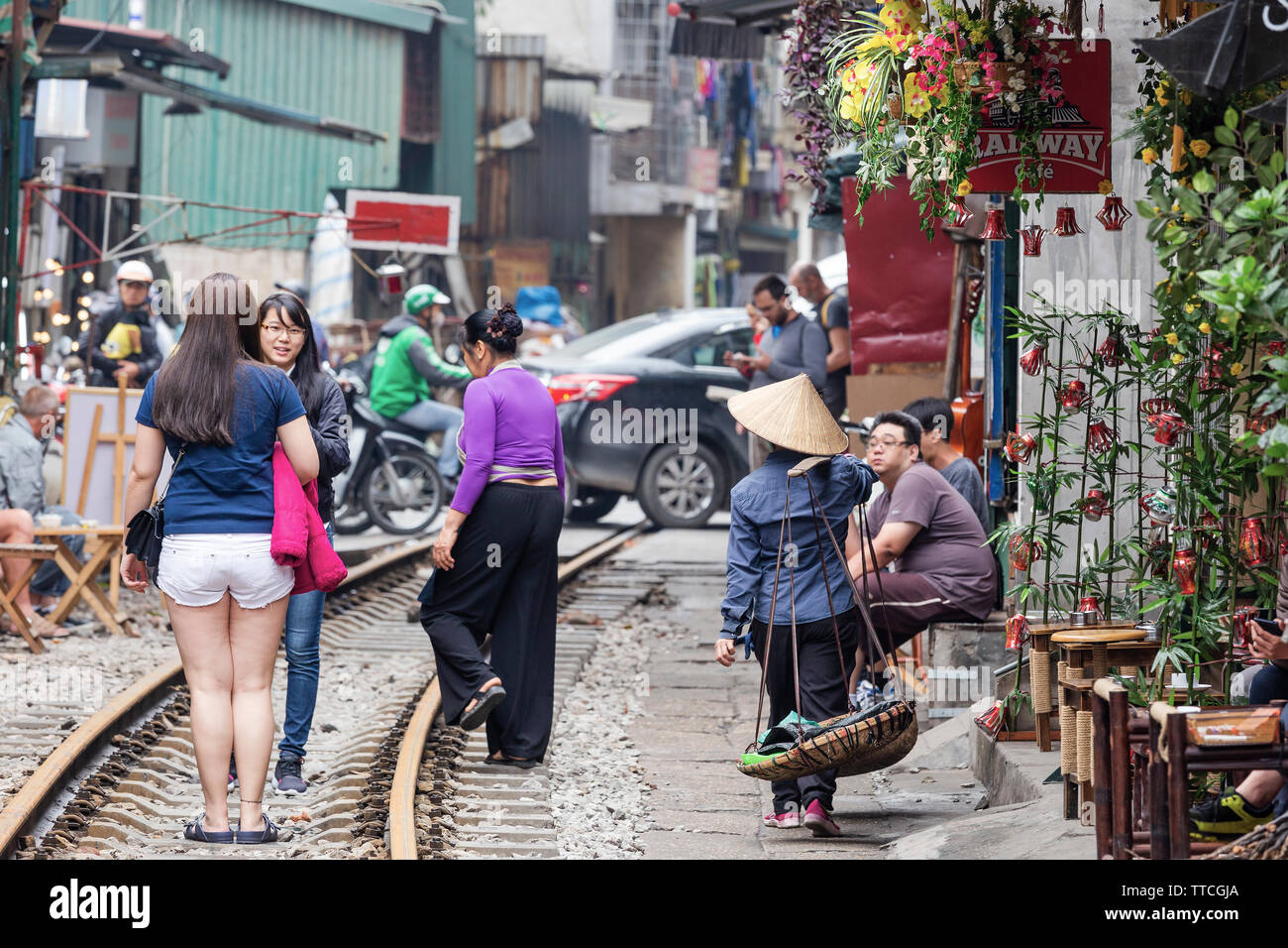 HANOI, VIETNAM - FEBRUARY 2019; The Train Street Stock Photo - Alamy
