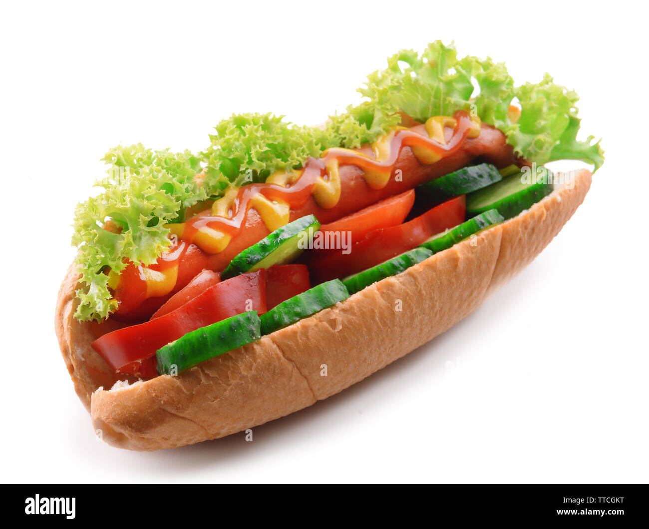 Hot dog isolated on white Stock Photo - Alamy