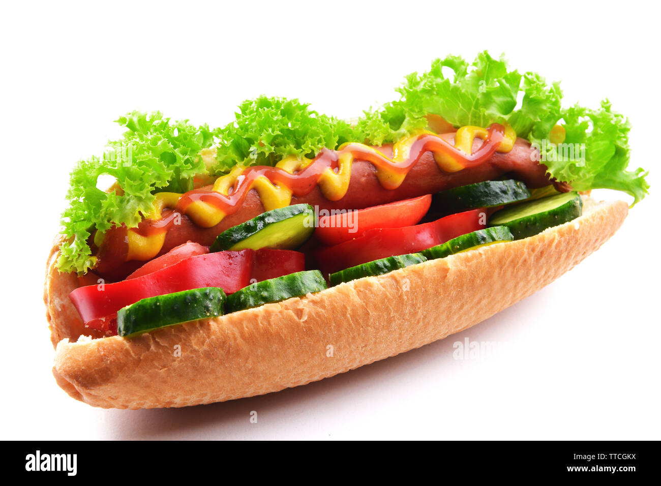 Hot dog isolated on white Stock Photo - Alamy