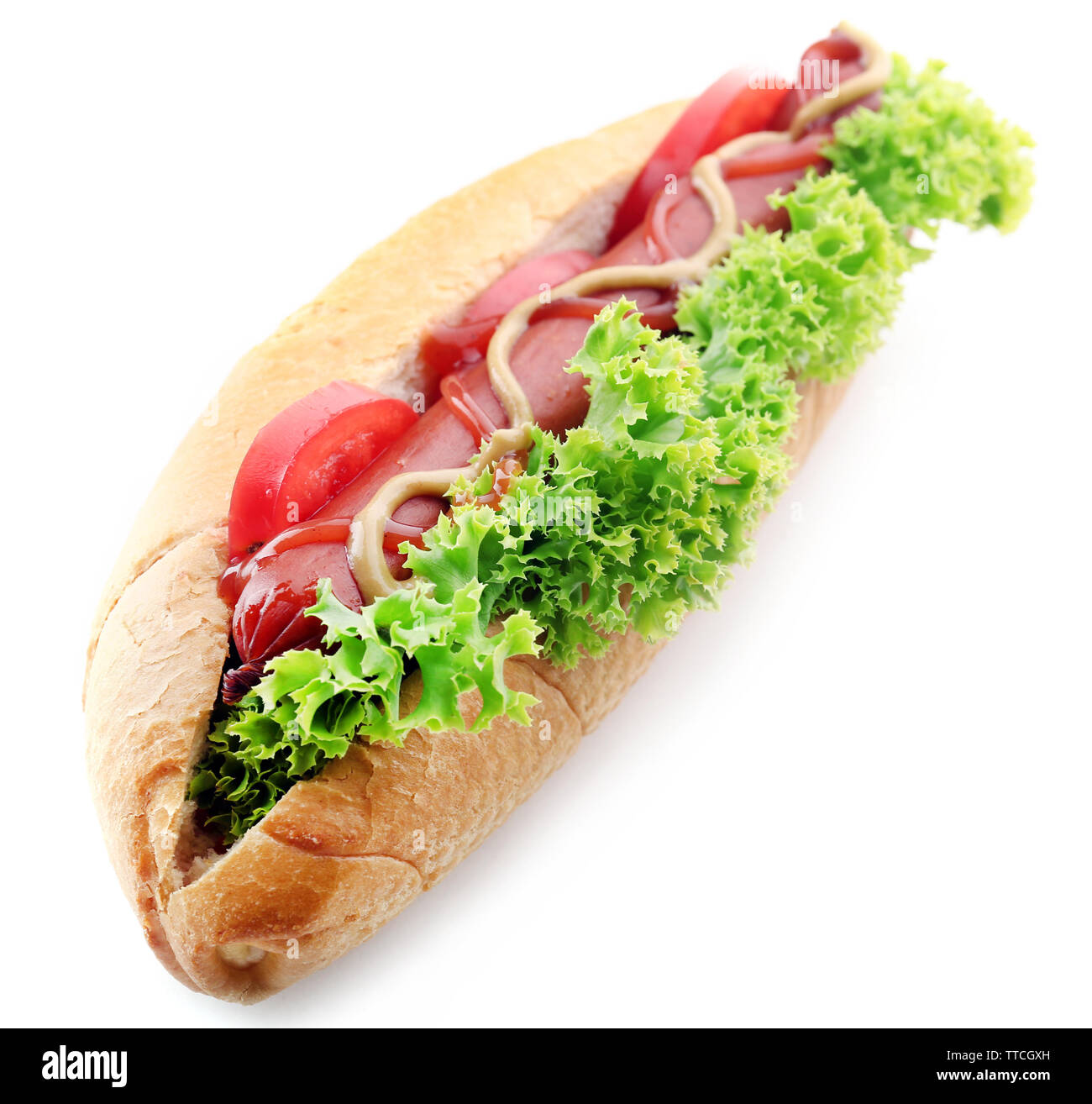 Hot dog isolated on white Stock Photo - Alamy