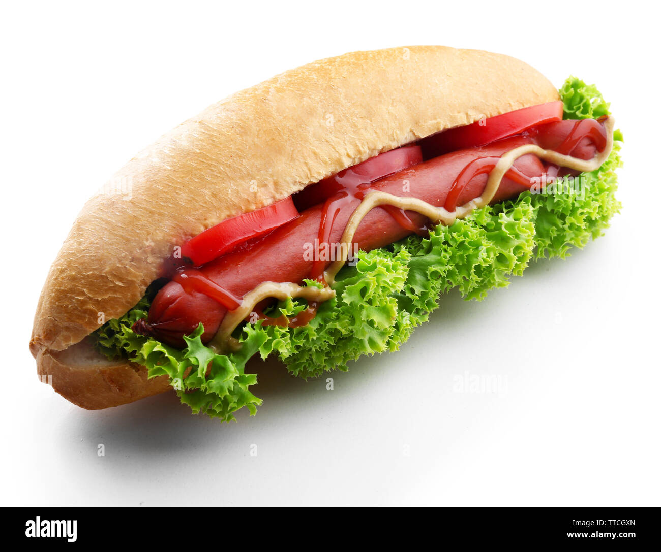 Hot dog isolated on white Stock Photo - Alamy