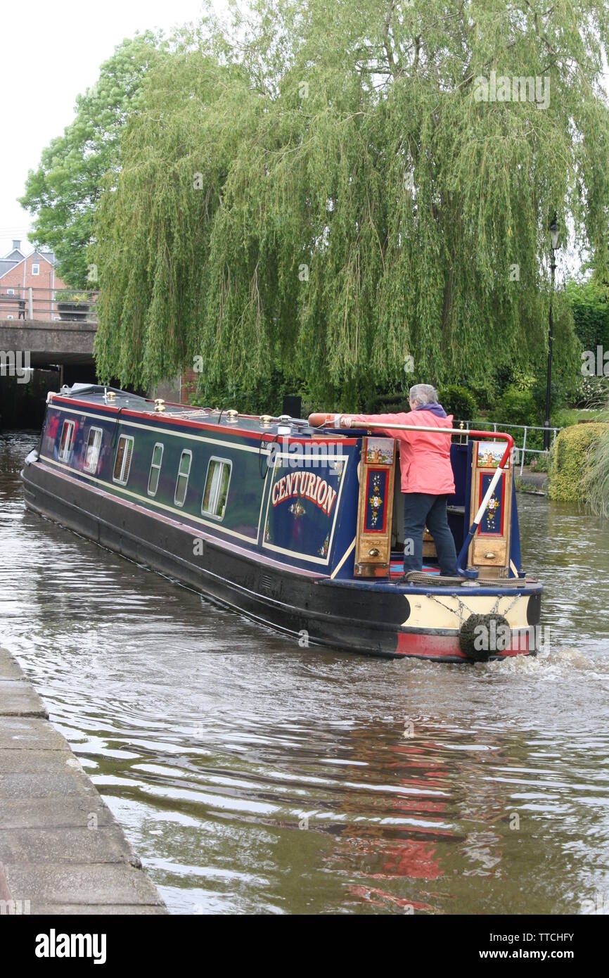 Pleasure barge on the Trent and Mersey canal, Stone, Staffordshire ...