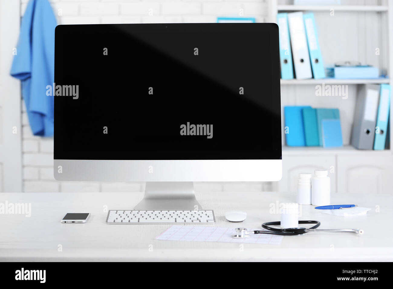 Doctor workplace in office Stock Photo - Alamy