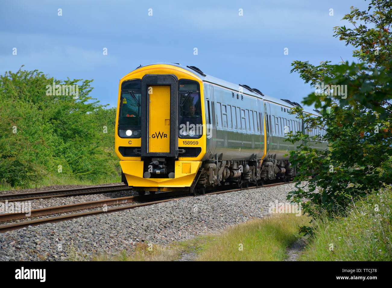 GWR Class 158 Train at Speed on the Great Western Railway Main Line at ...