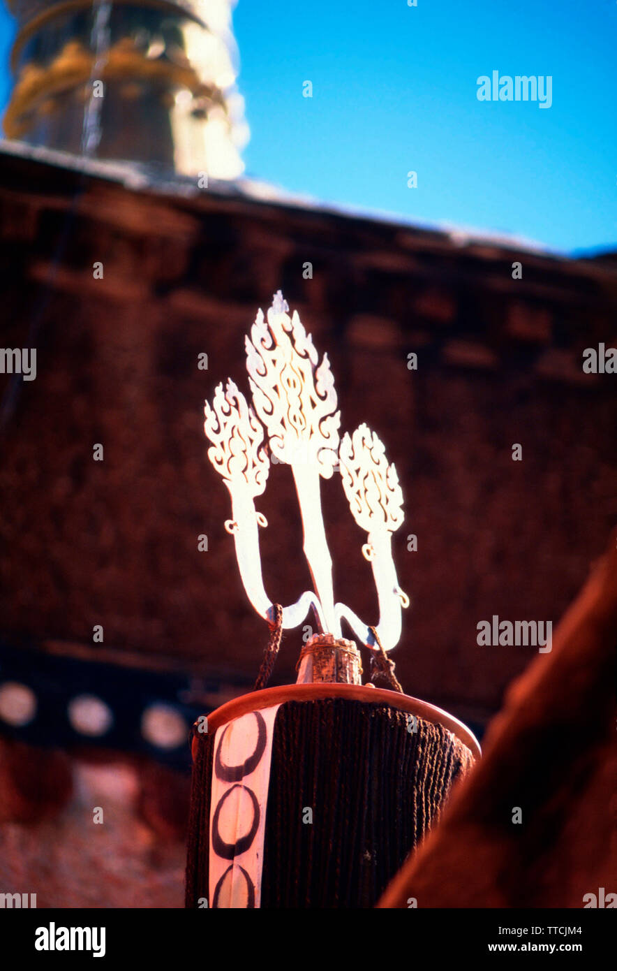 Dhvaja or victory banner,Tashi Lhunpo monastery,Shigatse,Tibet Stock ...
