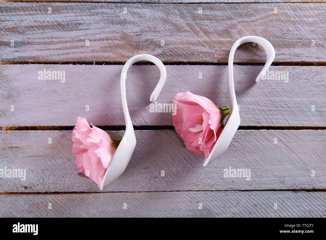 Creative beautiful musical notes on wooden background Stock Photo - Alamy