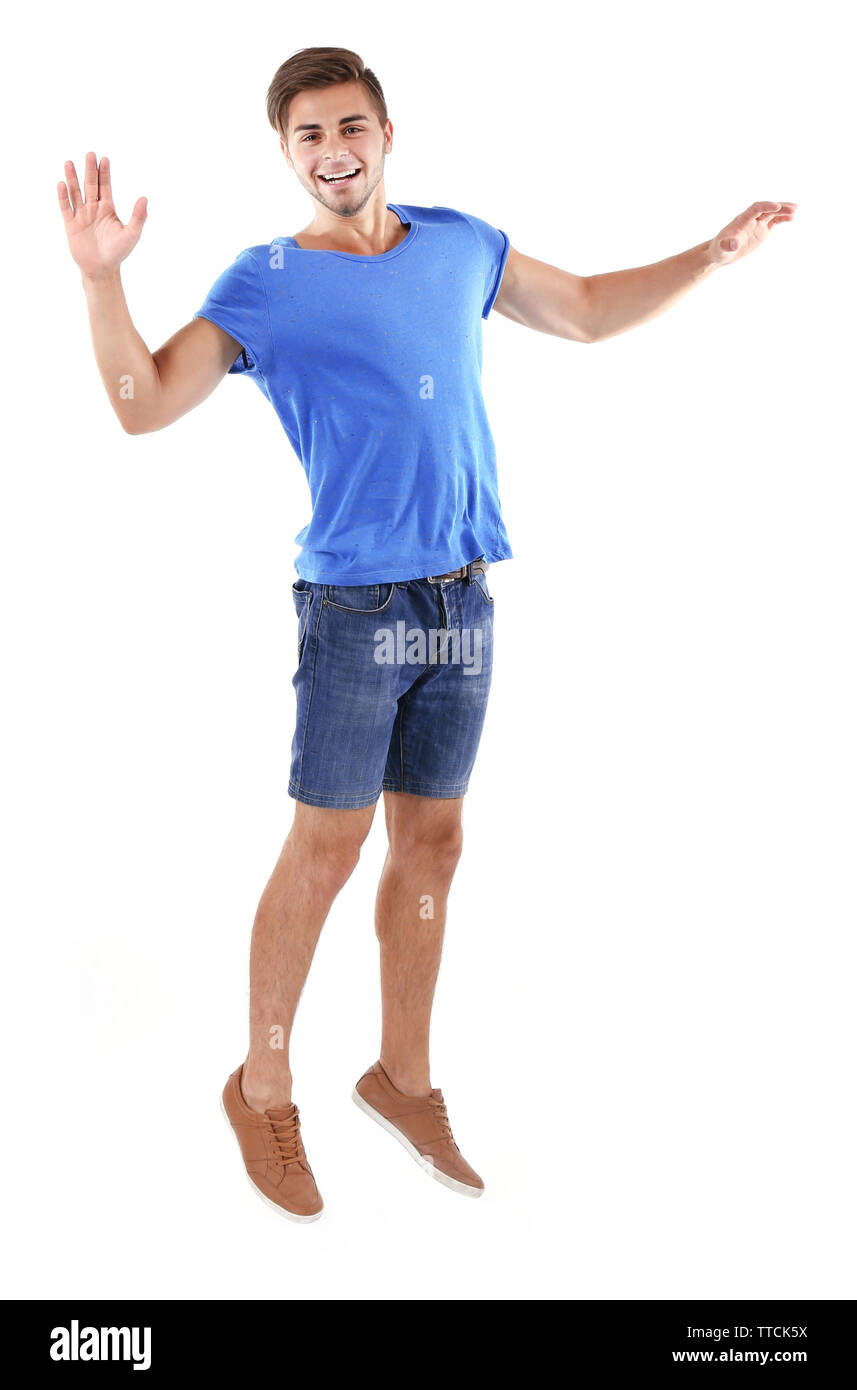Excited active guy in casual hi-res stock photography and images - Alamy