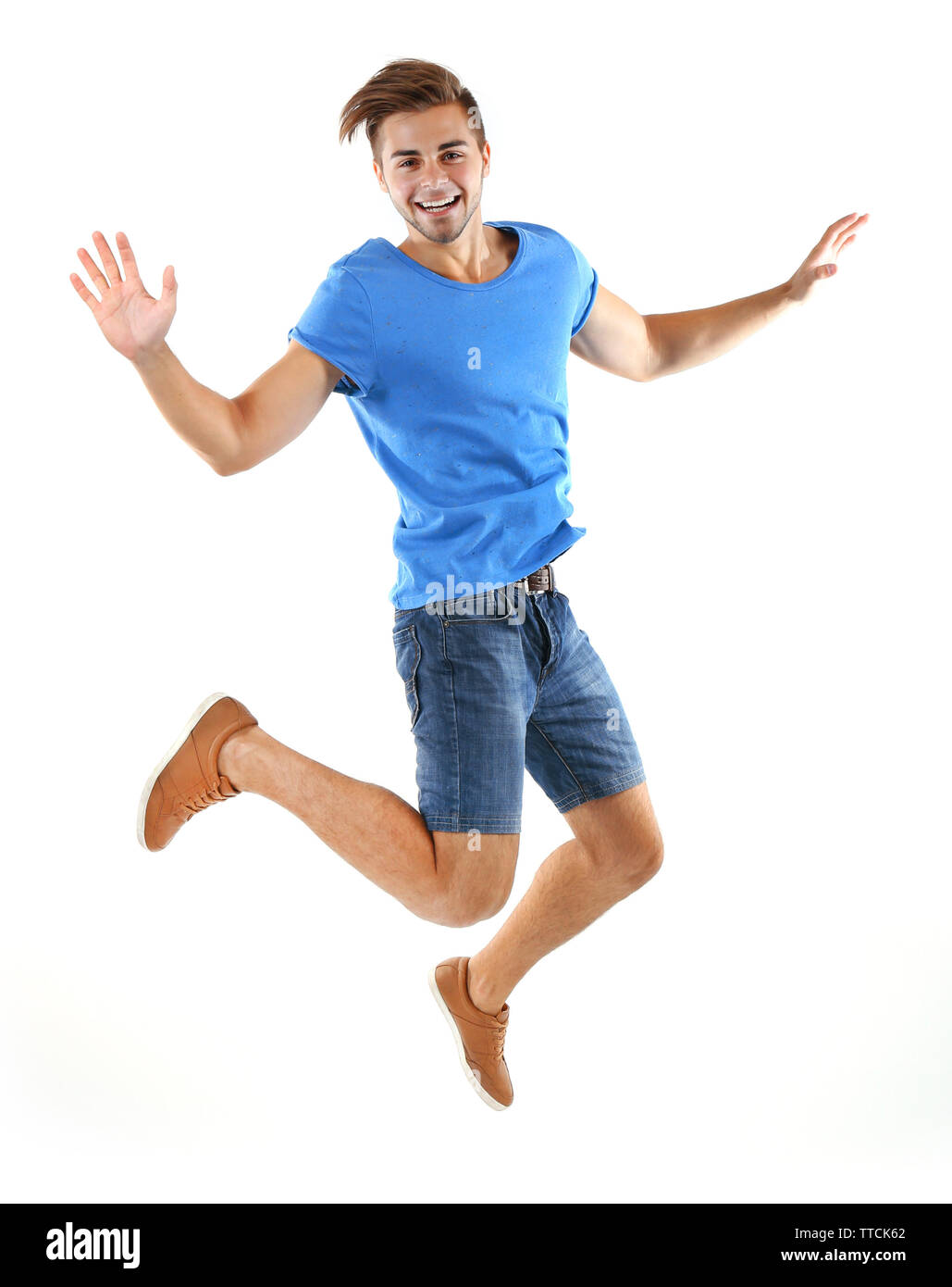 Excited active guy in casual hi-res stock photography and images - Alamy