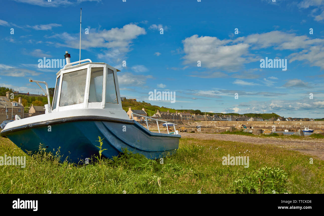 PORTGORDON MORAY SCOTLAND OLD FISHING BOAT THE HARBOUR AND VILLAGE ...
