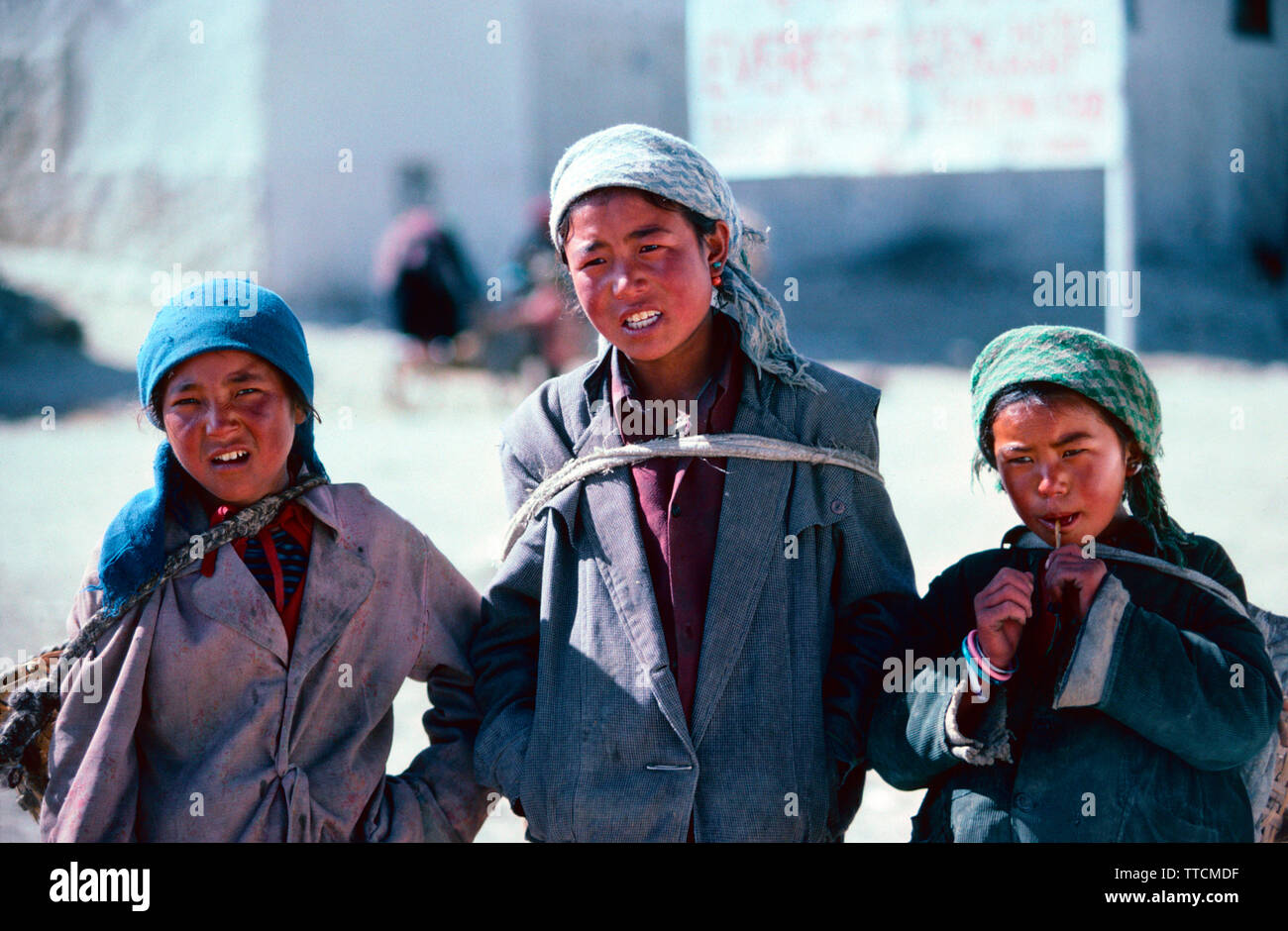 Three young Tibetan girls,Lhasa,Tibet Stock Photo - Alamy