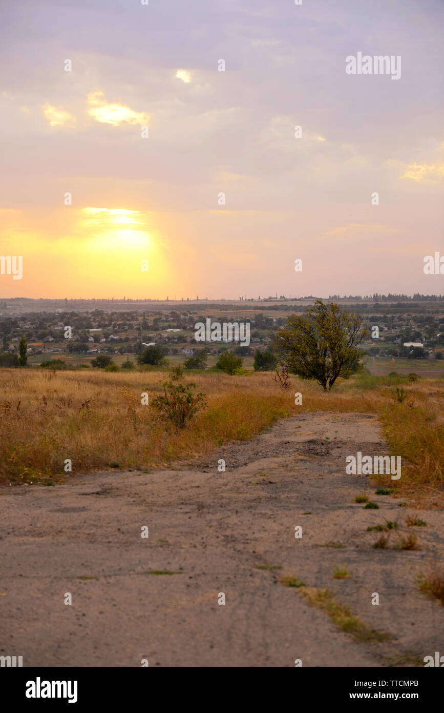 Evening panorama of the village Stock Photo - Alamy