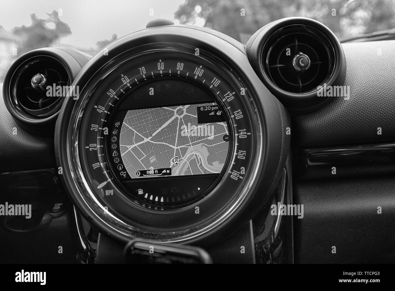 Car front dashboard with navigation system Stock Photo - Alamy