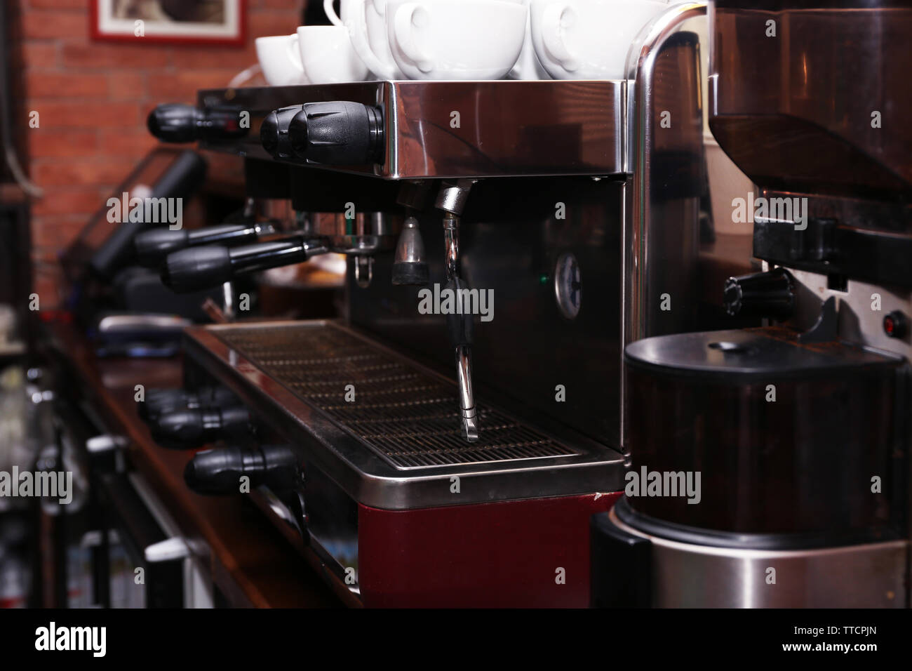 Professional coffee machine, close up Stock Photo - Alamy