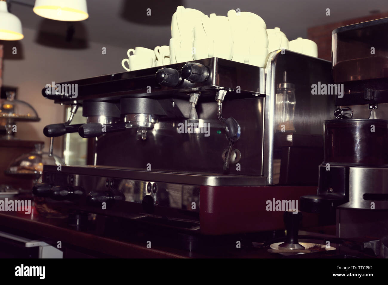 Professional coffee machine, close up Stock Photo - Alamy