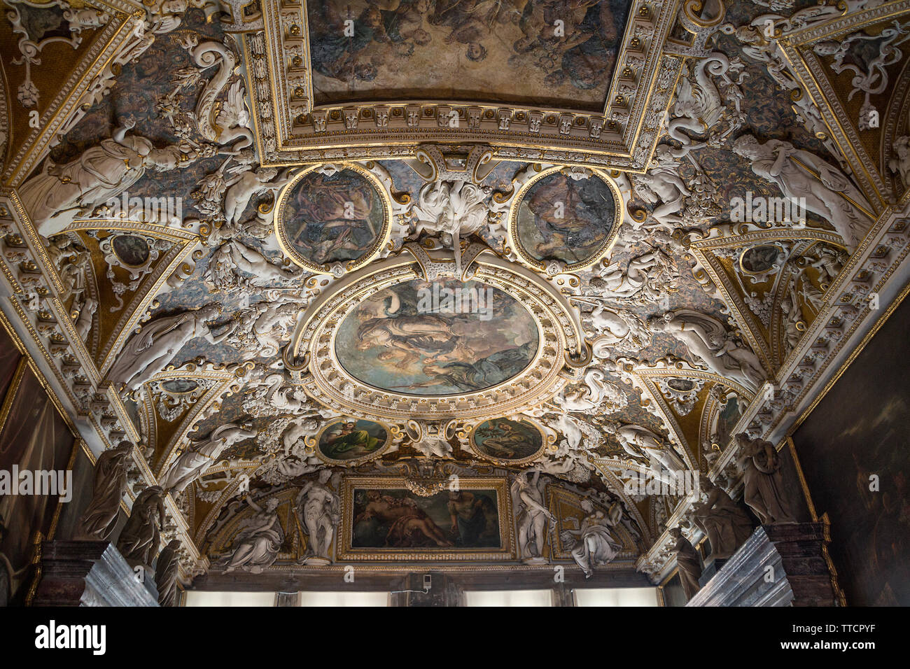 Italy, Venice. Doge's Palace, ceiling in the Atrium (The Square Atrium ...