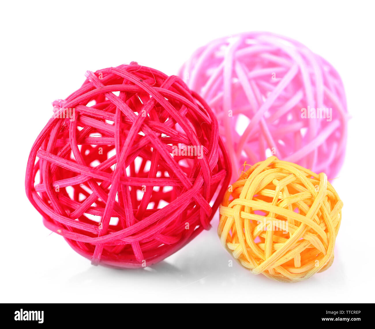 Decorative wicker balls, isolated on white Stock Photo - Alamy
